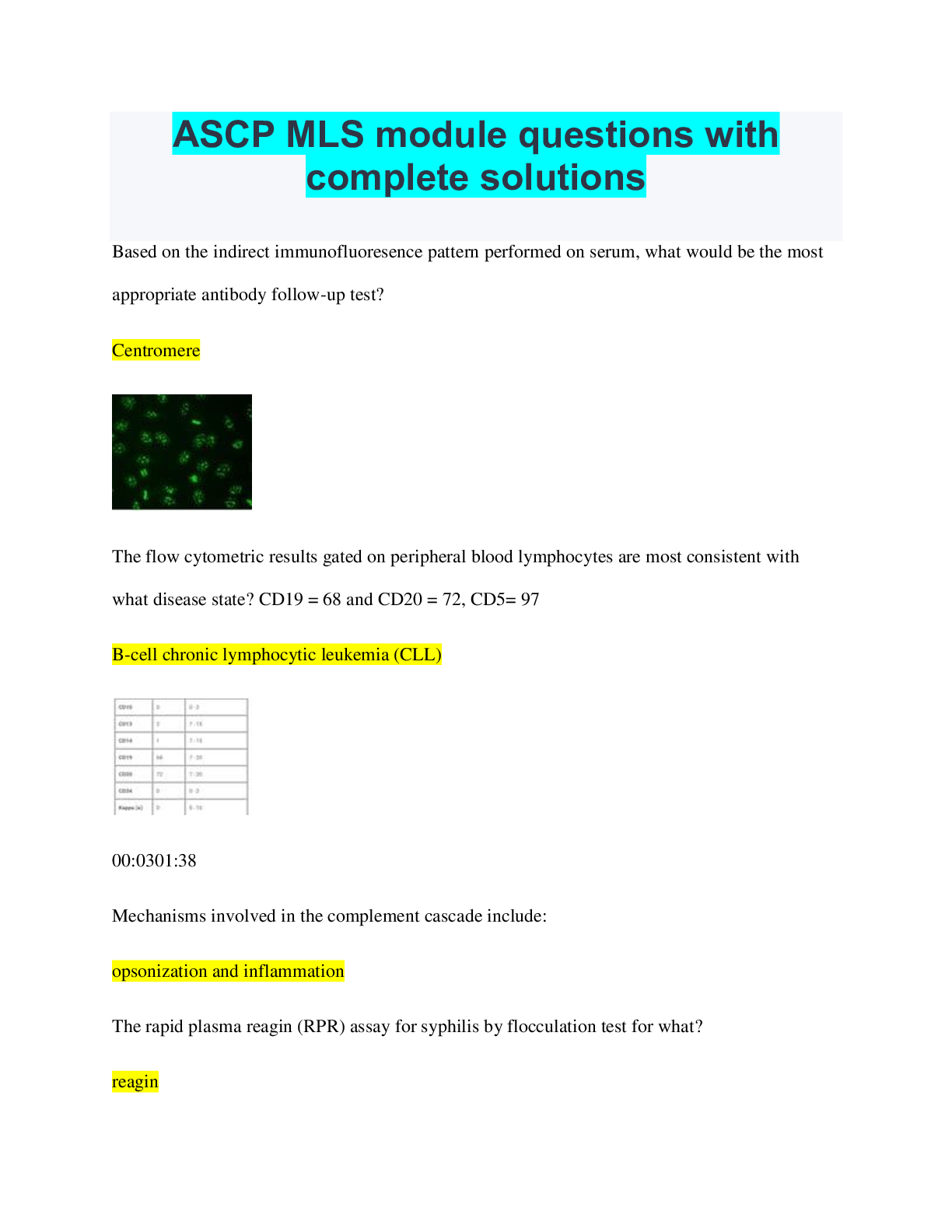 ASCP MLS module questions with complete solutions - Scholarfriends
